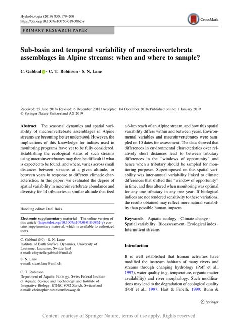 Sub Basin And Temporal Variability Of Macroinvertebrate Assemblages In Alpine Streams When And