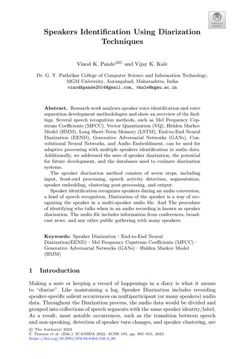 Pdf Speakers Identification Using Diarization Techniques