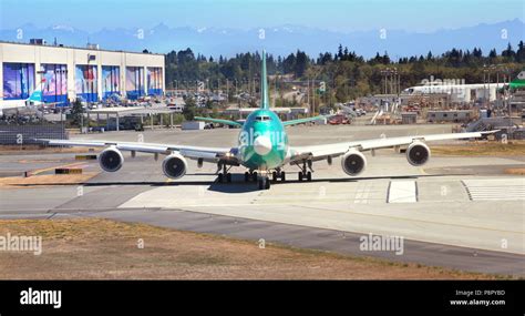 Everett Washington Usa July 31 2017 Boeing 4 Engine Double Deck 747 Jet Airplane Being