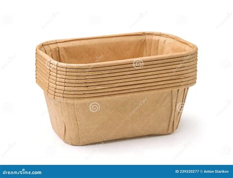 Stack Of Disposable Rectangular Brown Paper Baking Molds Stock Image