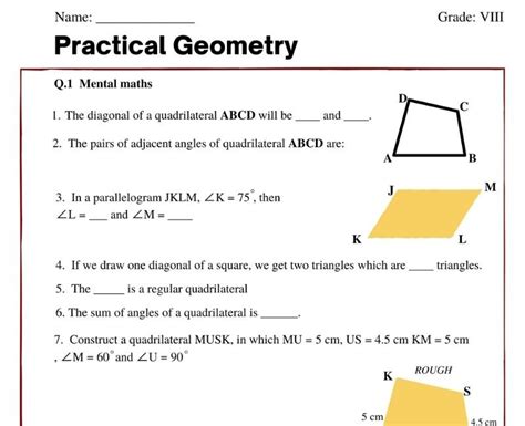 Practical Geometry Class 8 Worksheet