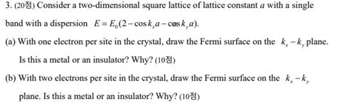 solved 3 208 consider a two dimensional square lattice of