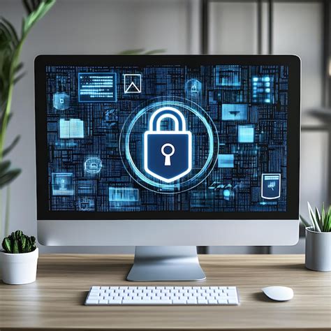 A Computer Monitor With A Padlock And A Key That Says Padlock Premium Ai Generated Image