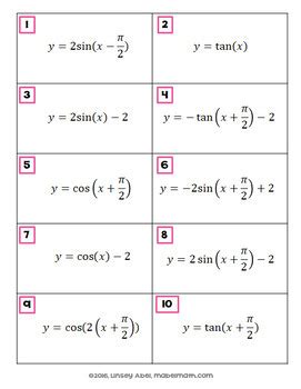 Trig Graphs And Transformations Card Match By Mabel Math TpT