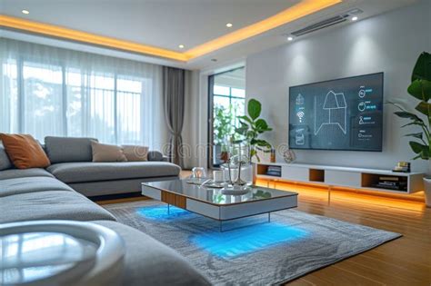 Assistant Smart Home Automation Futuristic Interface On Virtual Screen
