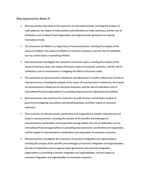 Macro Economics Notes 9 Macroeconomics Notes 9 Macroeconomics Also Looks At The Economics Of