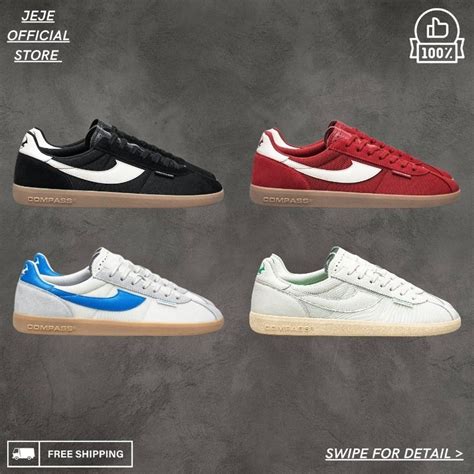 New Compass Tribune Shoes Blackwhiteredgreen Original 100 Shopee Malaysia