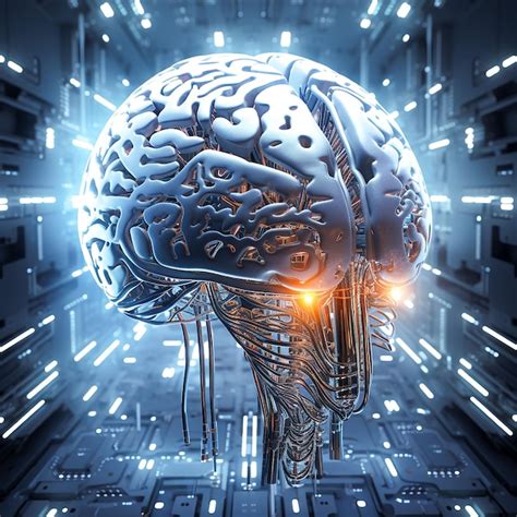 Premium Ai Image Glowing Circuit Board Complex Cyborg Brain Design