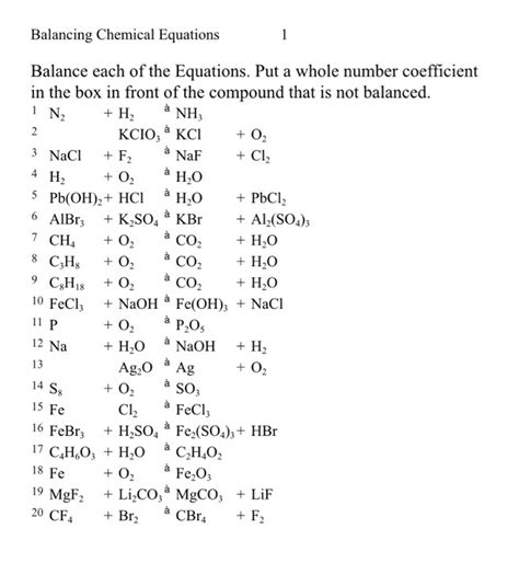 Solved Balancing Chemical Equations Balance Each Of The