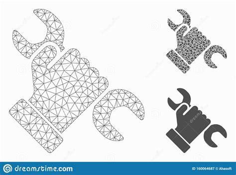 Repair Vector Mesh Network Model And Triangle Mosaic Icon Stock Vector Illustration Of Control