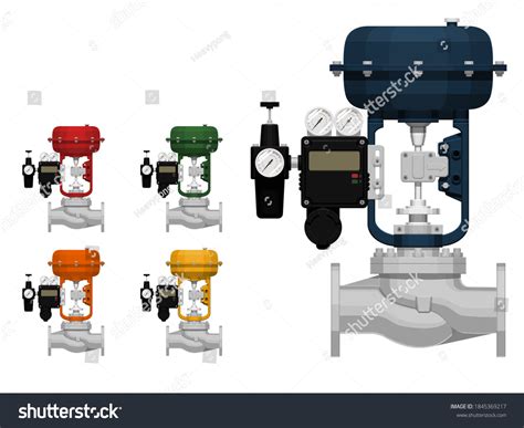Set Isolated Control Valve On White Stock Vector Royalty Free 1845369217 Shutterstock