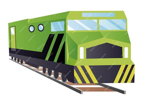 Premium Vector Train Engine Flat Cartoon Railroad Passenger Train Or