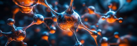 Abstract Background Orange And Blue Molecular Structure Glowing Glass