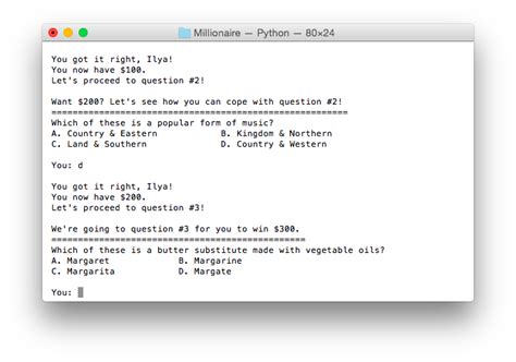 Github Ilyankoumillionaire Console Who Wants To Be A Millionaire