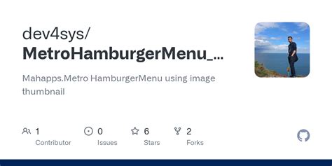 GitHub Dev4sys MetroHamburgerMenu V2 Mahapps Metro HamburgerMenu