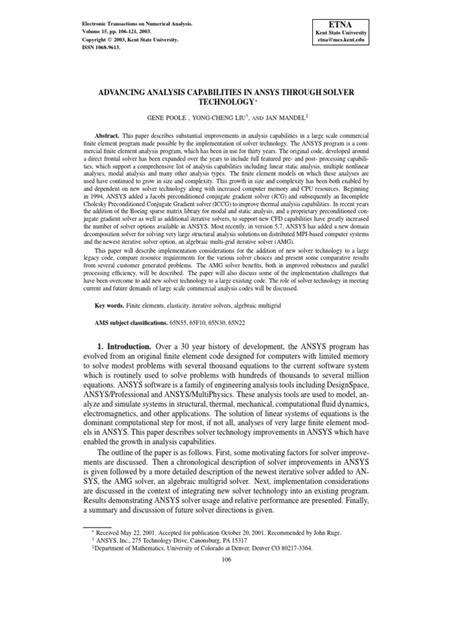 advancing analysis capabilities in ansys through solver technology