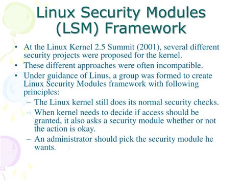 Ppt Linux Security Module Lsm Framework Powerpoint Presentation