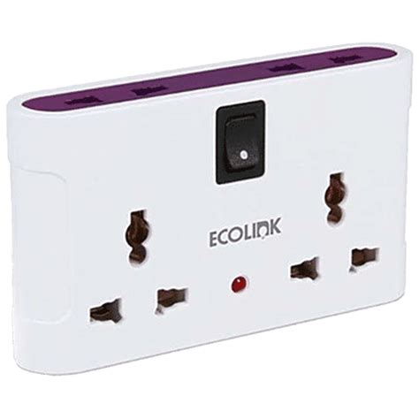 Buy Ecolink Secure 4 Way Universal Multiplug Adapter 6a 4 Sockets