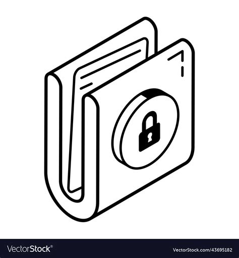 A Folder Lock Isometric Line Icon Royalty Free Vector Image