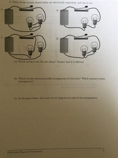 solved three of the circuits drawn below are electrically