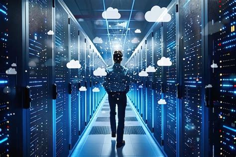 Premium Photo Cloud Computing Specialist Configures Servers In A Data Center Managing Virtual