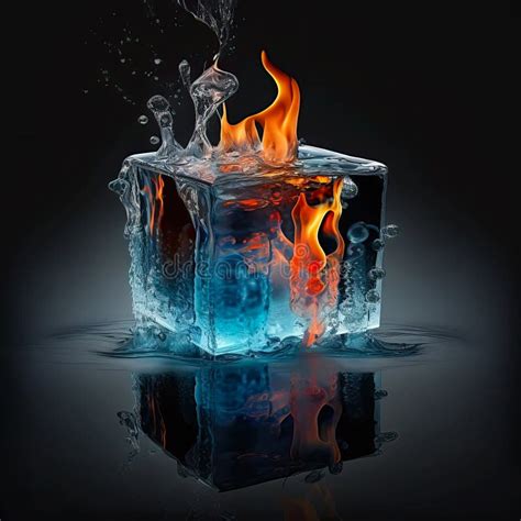 Conceptual Image Of An Ice Cube With Fire Or Flames Inside Abstract Creative Metaphoric And