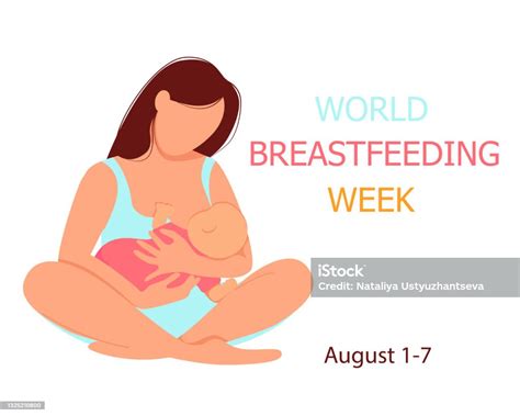 세계 모유 수유 주간 8월 1일부터 7일까지 벡터 포스터 배너 소셜 네트워크 및 미디어 카드 어머니는 그녀의 아기 로고를 먹이 파스텔 색상 모유 수유의 개념 지원 어머니에