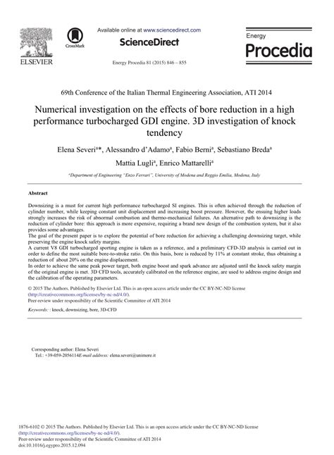 Pdf Numerical Investigation On The Effects Of Bore Reduction In A High Performance