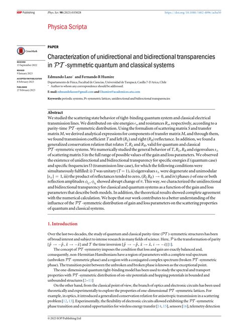 Characterization Of Unidirectional And Bidirectional Transparencies In