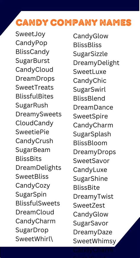 550 Candy Company Names Unique Creative And Interesting Idea