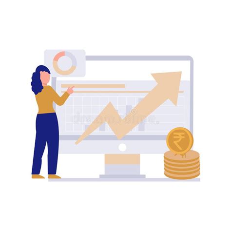 The Girl Is Pointing At The Graph On Monitor Stock Illustration Illustration Of Computer