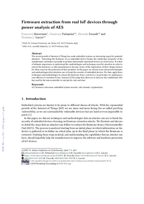 Pdf Firmware Extraction From Real Iot Devices Through Power Analysis