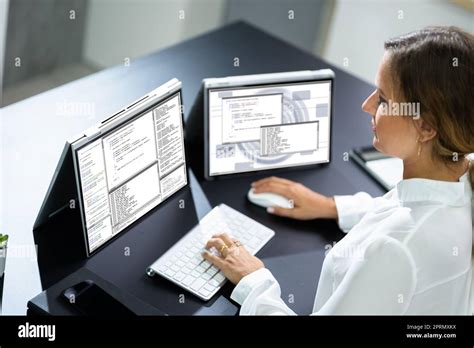 Developer Programmer Woman Coding Software Stock Photo Alamy