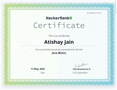 Atishay Jain On Linkedin Hackerrank Certificate Hackerrank