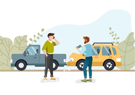 Premium Vector Two Men Had A Car Accident