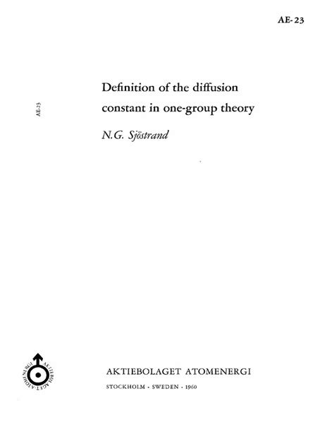 1960 Definition Of The Diffusion Constant In One Group Theory Pdf