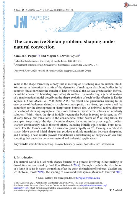 Pdf The Convective Stefan Problem Shaping Under Natural Convection