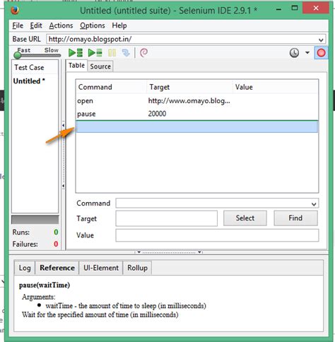 Selenium By Arun Using Pause Command In Selenium IDE For Halting The