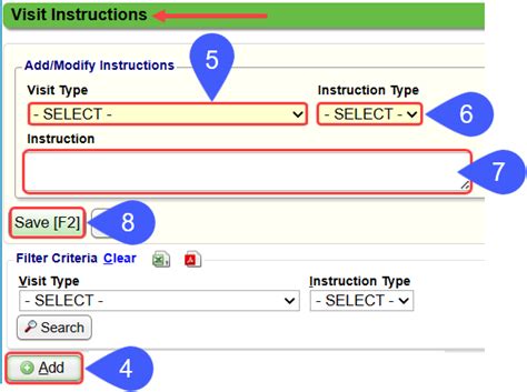 Addmodify Visit Instructions