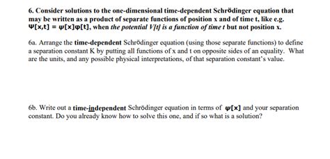 Solved 6 Consider Solutions To The One Dimensional
