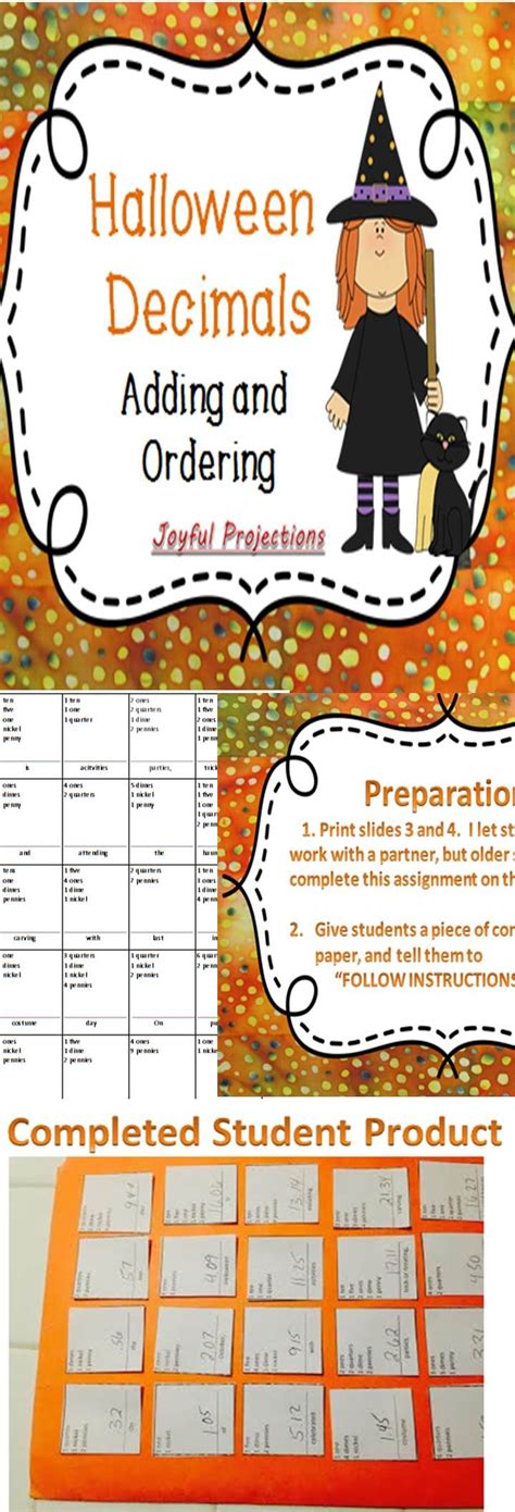 Add And Order Decimals Puzzle Halloween Math Decimals Activity Fun Math Halloween Math Math