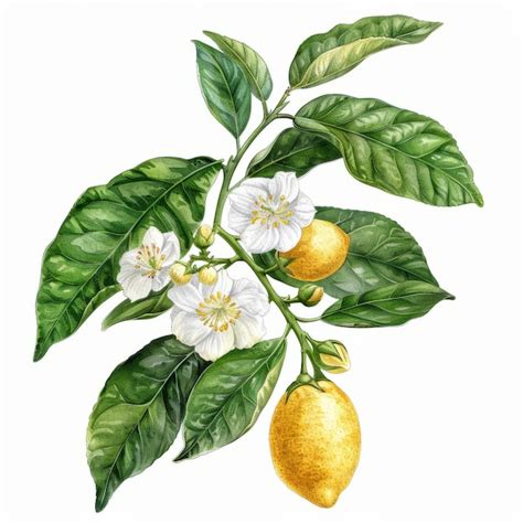 Premium Photo A Drawing Of A Lemon Tree With A Lemon And A Lemon