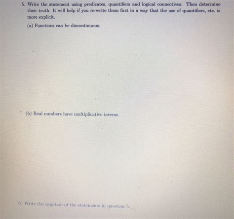 solved 5 write the statement using predicates quantifiers