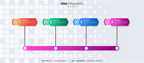 인포차트가 있는 타임라인 인포그래픽 비즈니스 프로세스를 위한 4단계가 포함된 최신 프레젠테이션 템플릿입니다 개념 현대적인 디자인을 위한 흰색 배경에 웹 사이트 템플릿입니다