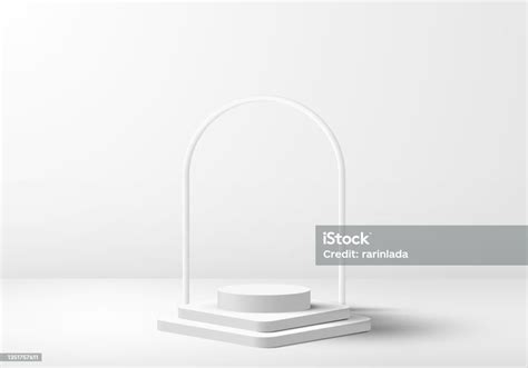 3d 사실적인 제품 디스플레이 화이트 포디움 에 깨끗한 배경 미니멀 한 스타일 가정의 방에 대한 스톡 벡터 아트 및 기타 이미지 가정의 방 추상적인 흰색 Istock