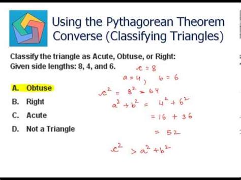 Using The Pythagorean Theorem Converse Classifying Triangles YouTube