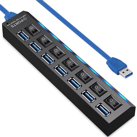 USB Hub VIENON Port USB Data Hub With Independent On Off Switch And LED Indicators For