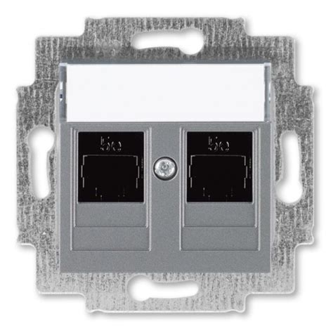 Розетка информационная ABB Levit двойная 2хRJ45 категория 5e сталь ...