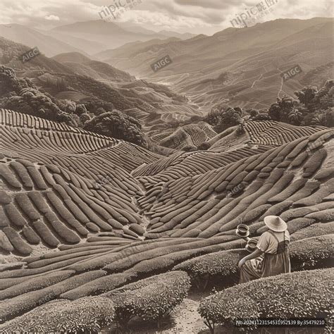 Ai创作图茶园装饰画 茶园风景装饰画 茶园风光插画 茶园风景插画 茶田竖构图 铜版画风格采茶 采茶女装饰画 采茶画面 茶园风光速写 包装插画手绘茶山 茶山夕照 采茶人插画 采茶人原创插画 茶山