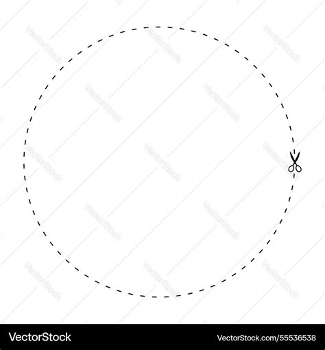 scissors on dashed line circle shape dash vector image